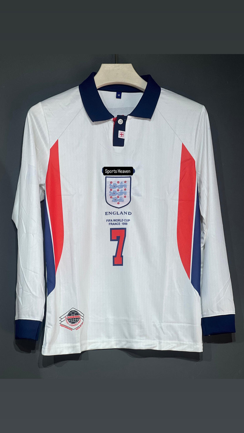 BECKHAM ENGLAND HOME KIT 1998 POLO FULL SLEEV EMBROIDERY – Sports ...